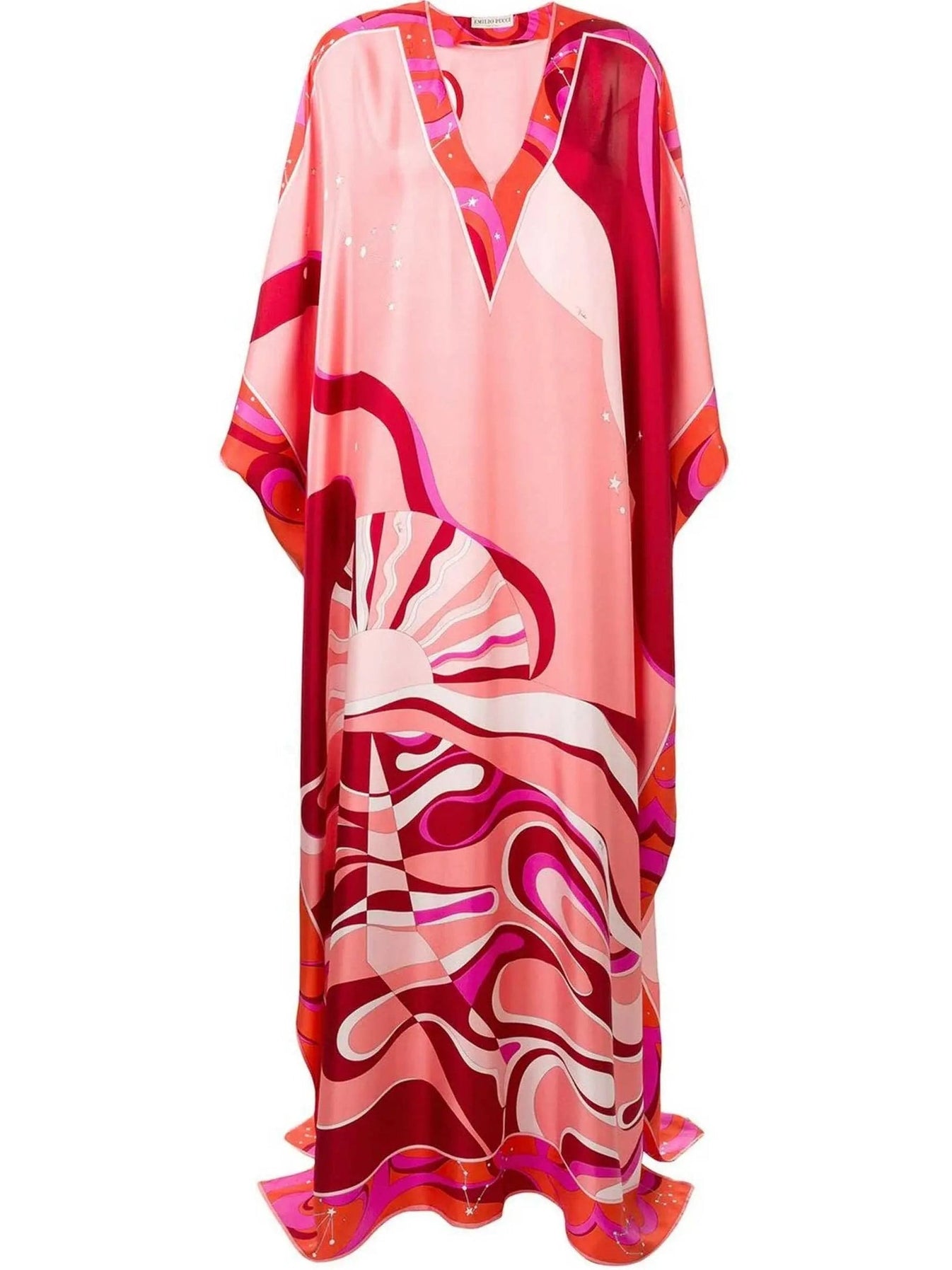 Copacabana Print Silk Kaftan Dress with Tropical Flair